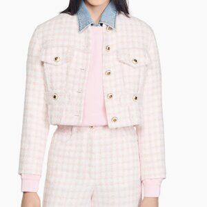 Sandro | Jackets & Coats | Sandro Cropped Decorative Tweed Jacket Pink ...